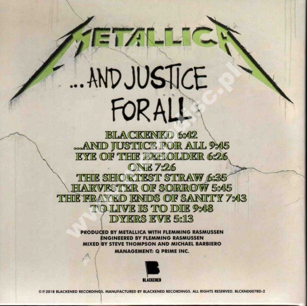 METALLICA - ...And Justice For All - Remastered Card Sleeve - METALLICA ... METALLICA - ...And Justice For All - Remastered Card Sleeve - METALLICA ...